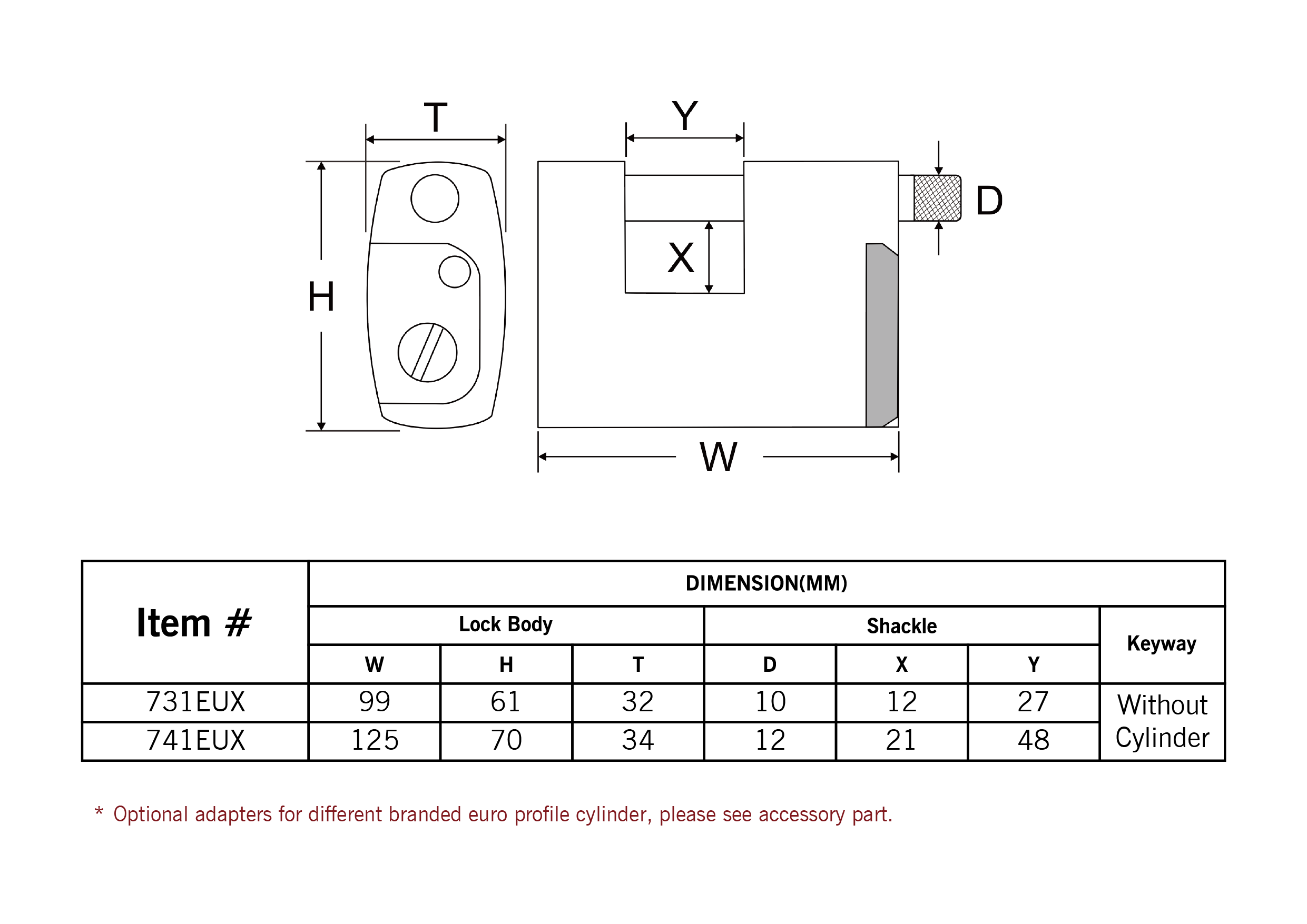 Federal Lock - High Duty Rectangular Solid Steel Padlock 99MM 731EUX ...